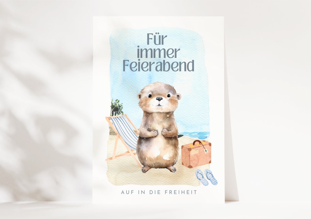 Cute Retirement Otter Card for Colleagues, Farewell Gift, Retirement ...