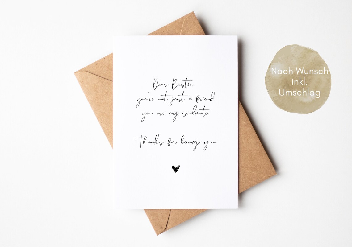 Best Friend Soulmate Postcard "dear Bestie" - a Special Card for Your ...