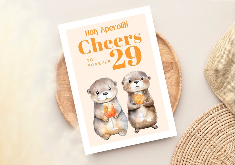 Funny Birthday Card Holy Aperoli Forever 29, Birthday Greeting Card ...
