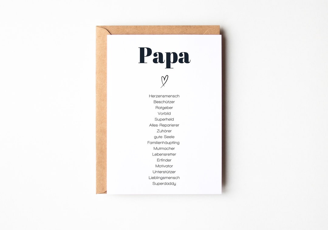 Greeting Card for the Best Dad, Synonym Card Dad, Father Gift, Dad Gift ...