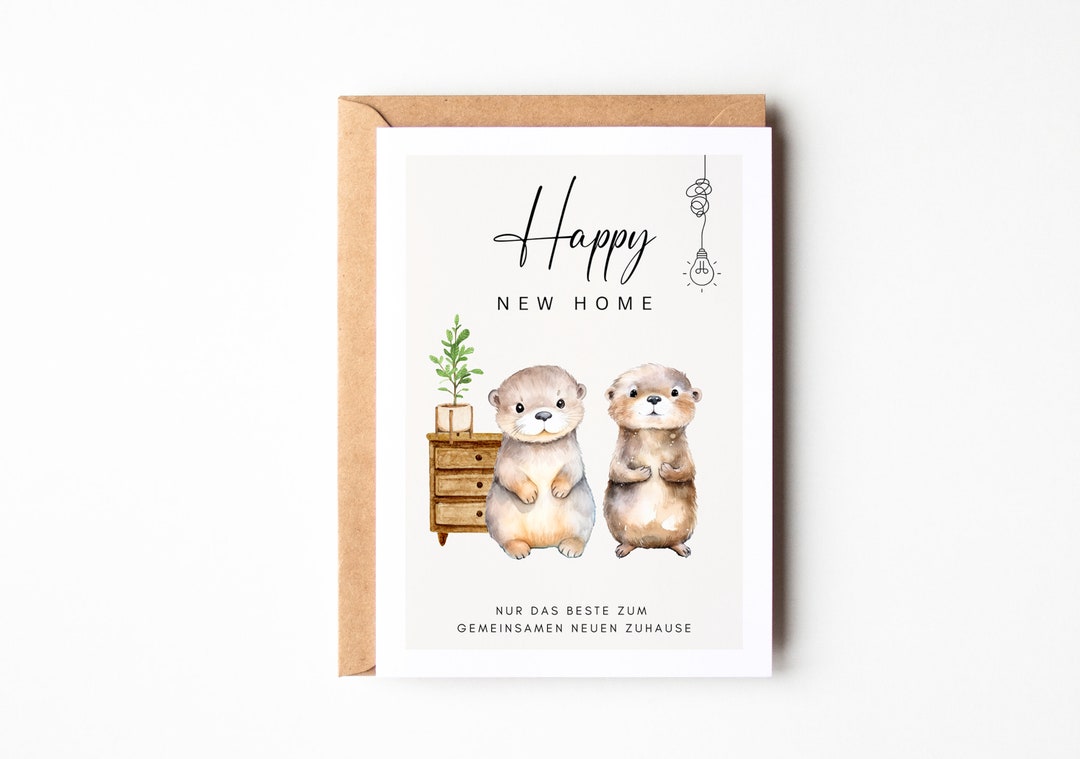 Inauguration Card Sweet Otters for Moving Into Their New Home Happy New ...