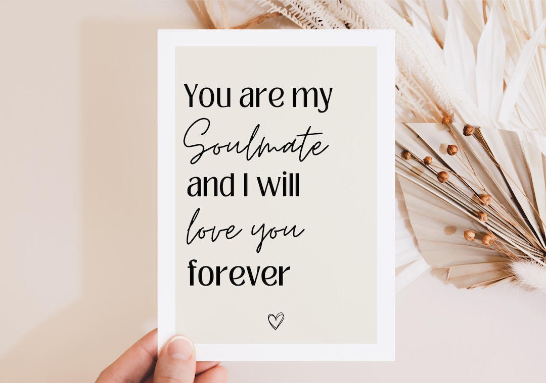 You Are My Soulmate Card Love Card, Gift for Partner, Valentines Day ...