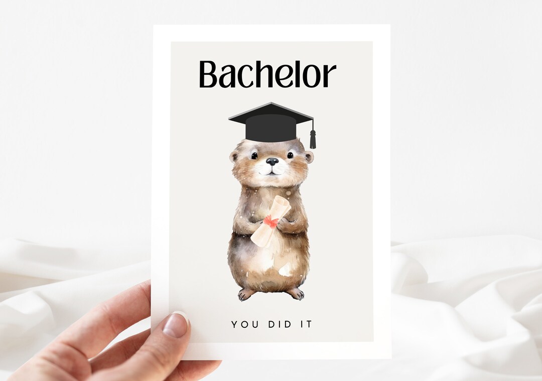 Bachelor 2026 Congratulations Card Cute Otter Card, Bachelor Graduation ...