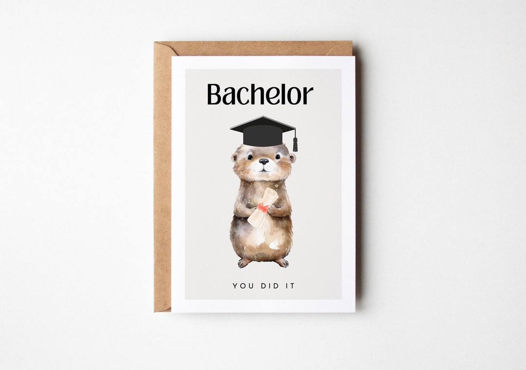 Bachelor Congratulations Card Cute Otter Card, Bachelor Graduation ...