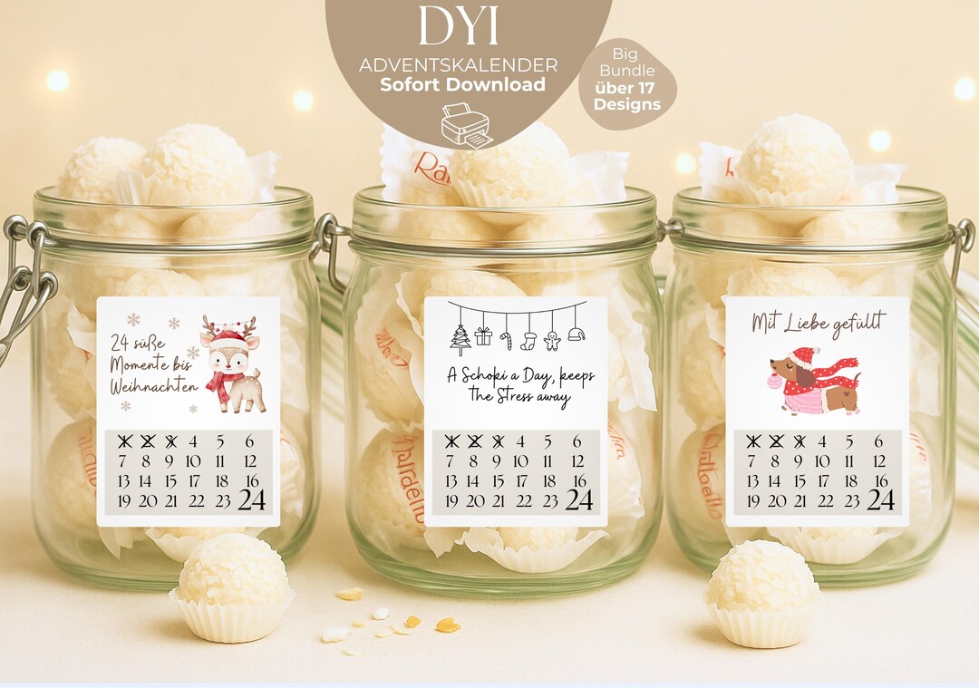 DIY Advent Calendar Labels to Print – Over 17 Designs – Advent Calendar ...
