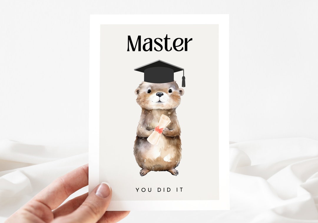 Master Congratulations Card Cute Otter Card, Master Graduation, Card ...