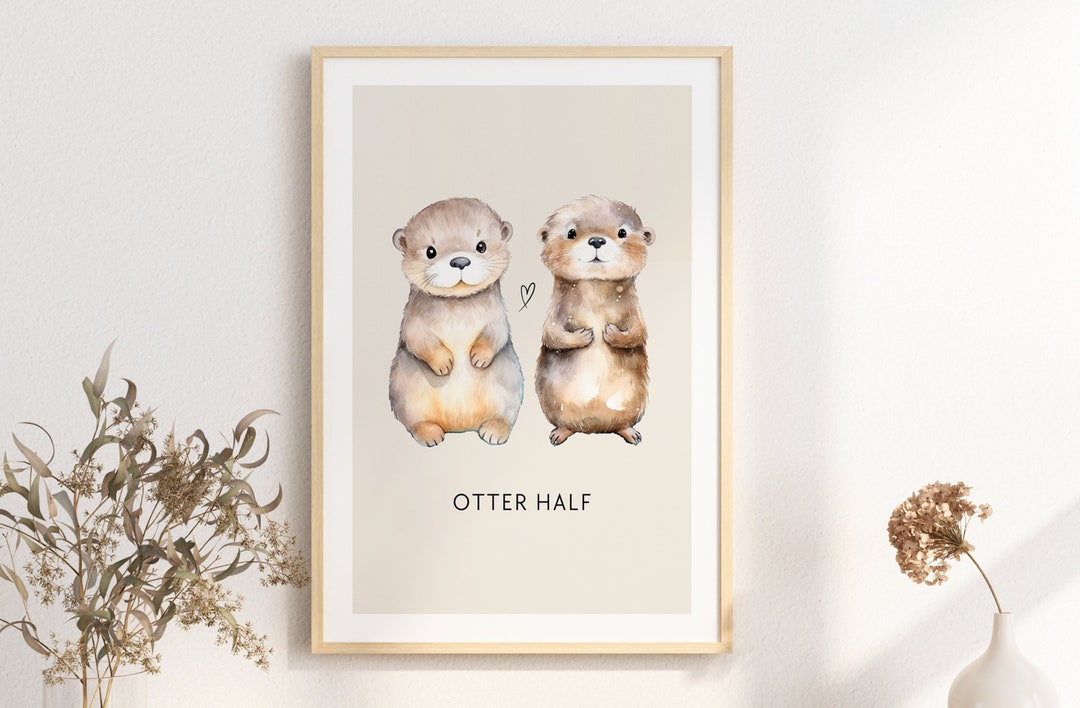 Cute Otter A4 Poster, Otter Picture otter Half as a Gift for Your ...