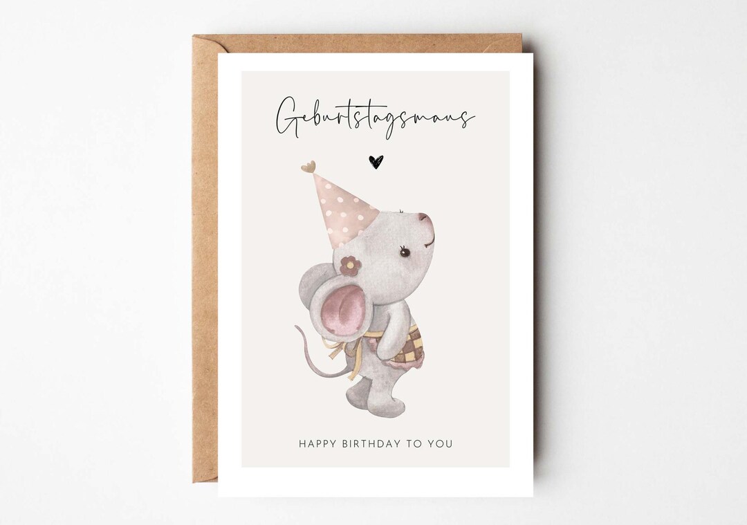 Birthday Card Mouse, Birthday Card Children, Cute Birthday Card, Card ...