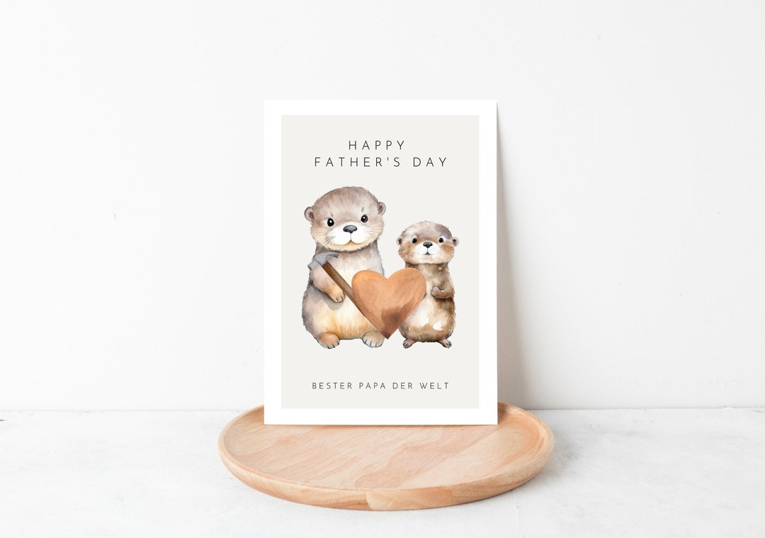 Father's Day Gift Cute Otter Card Best Dad in the World, Father's Day ...