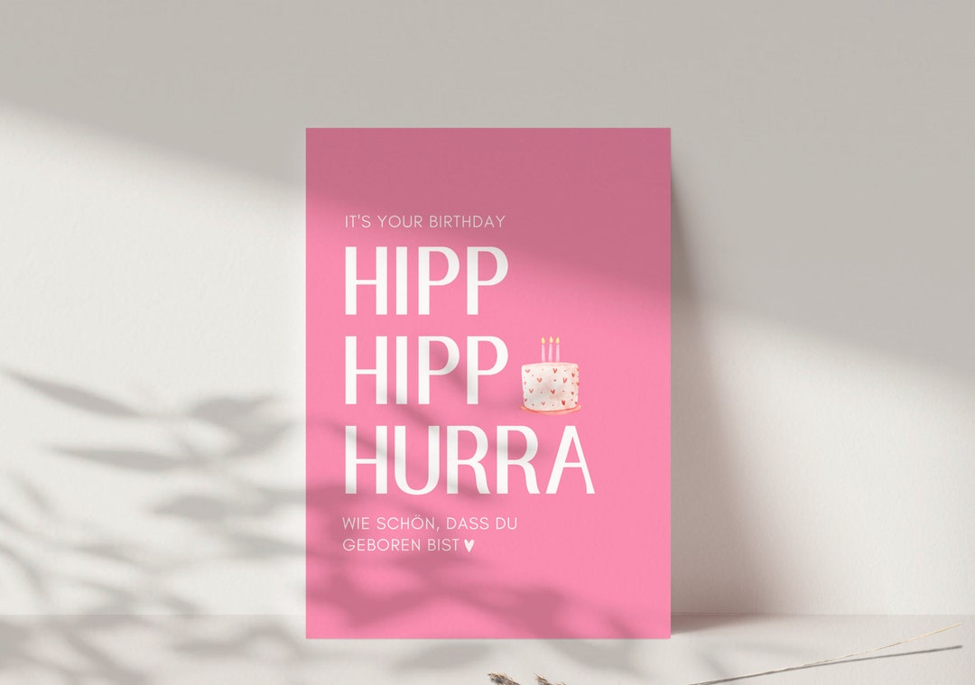 Birthday Card hipp Hipp Hurra for People Close to Your Heart, Happy ...