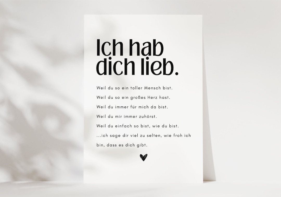 Postkarte "Ich hab dich lieb", Geschenk für Freundin, Geschenk für den ...