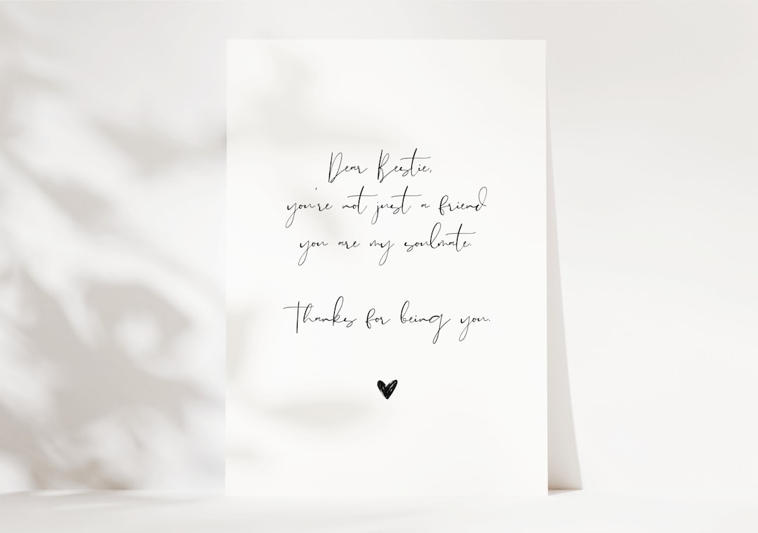 Best Friend Soulmate Postcard "dear Bestie" - a Special Card for Your ...