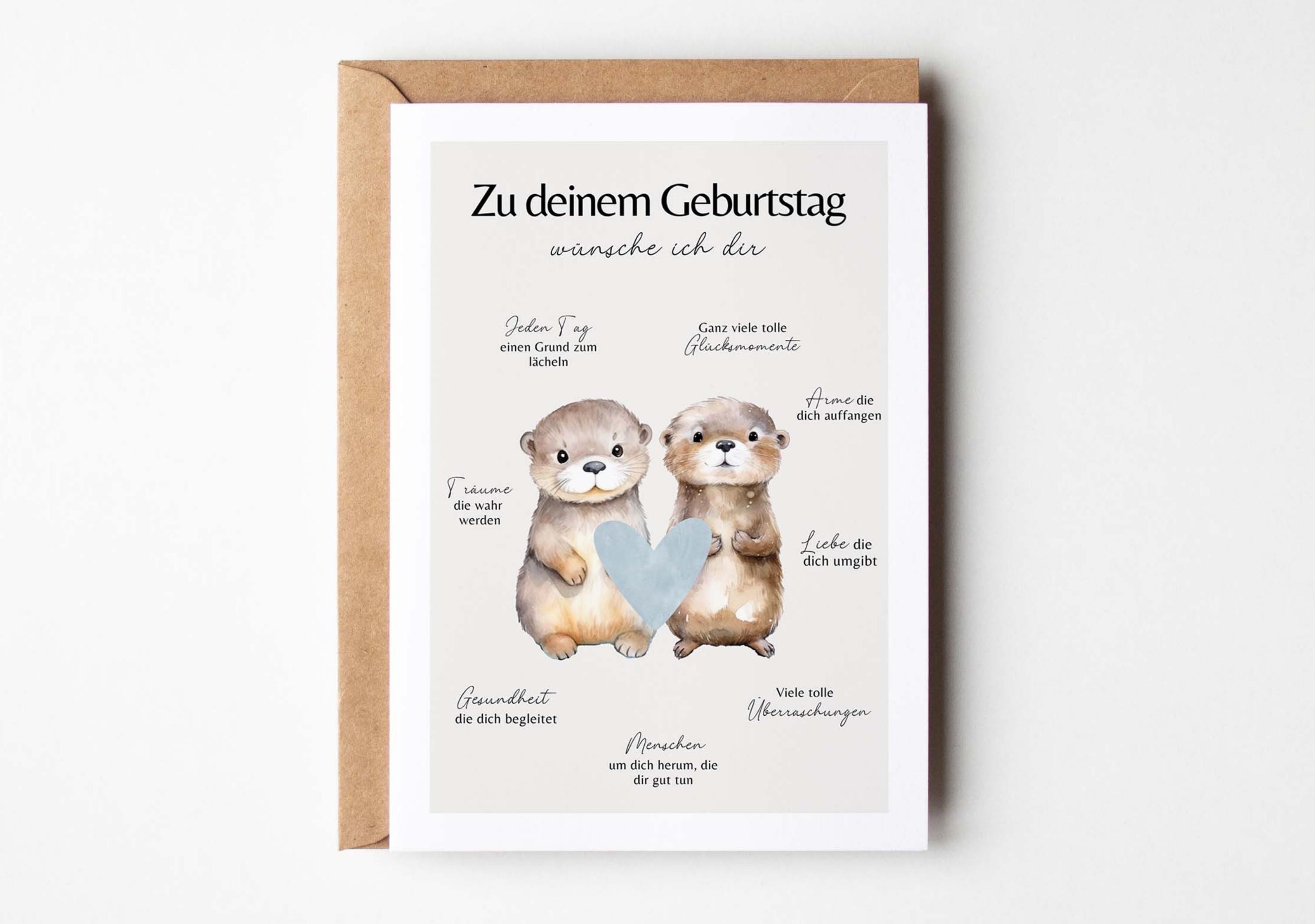 Süße Geburtstagskarte Otter, Grusskarte zum Geburtstag ...