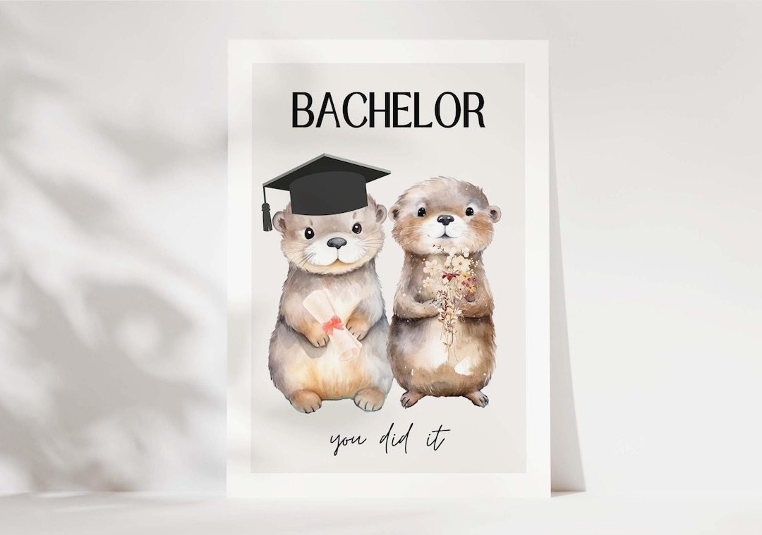 Bachelor Congratulations Card Cute Otter Card, Bachelor Degree ...