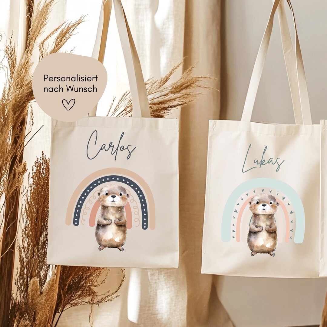 Hej.otti® Personalized Bag for Children With Rainbow and Cute Otter ...