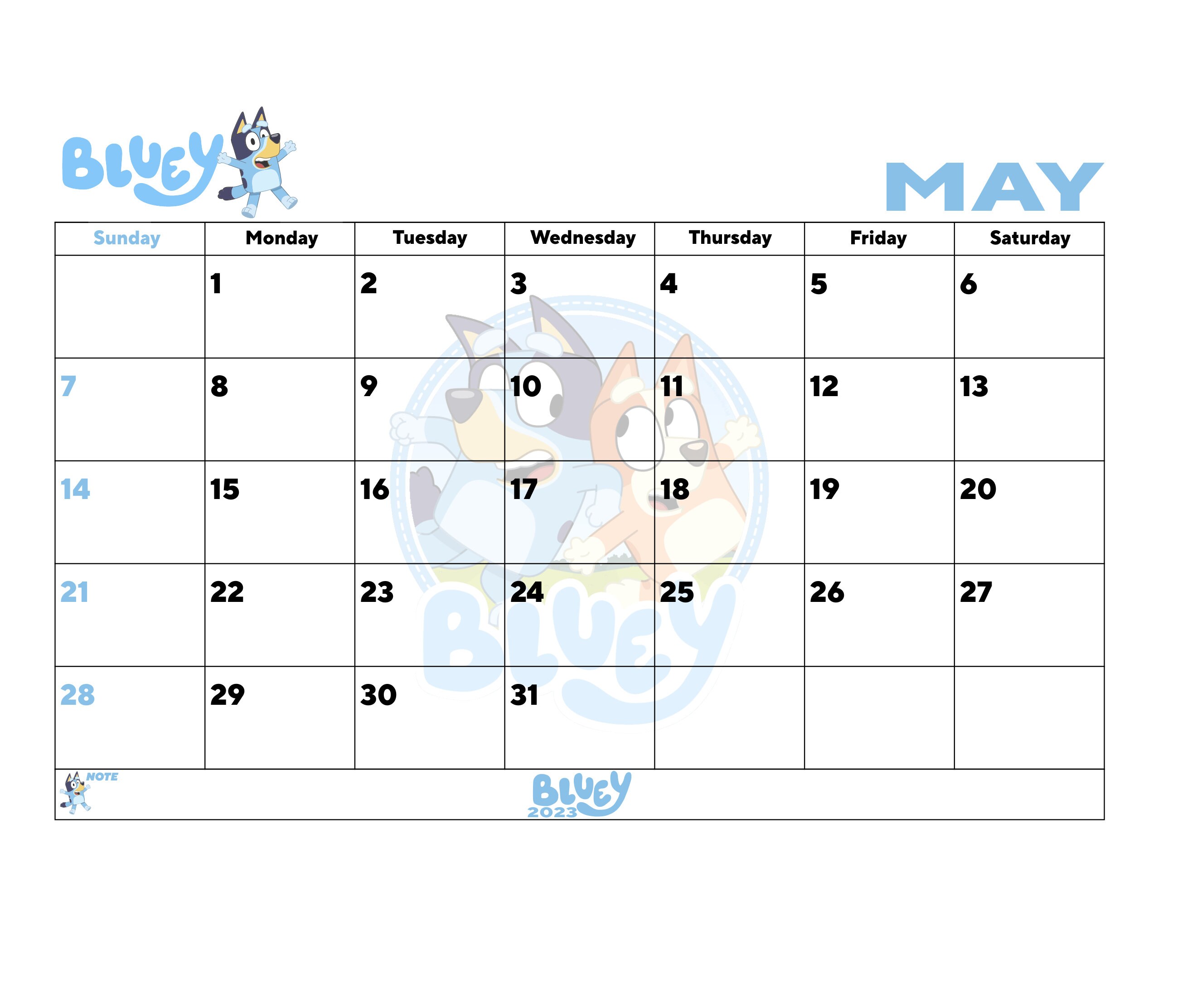 2023 Bluey and Bingo Calendar Bluey Family Calendar 2023 - Etsy Australia