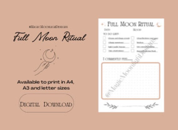 Blank Moon Journal Pages Digital Moon Journal Full Moon - Etsy