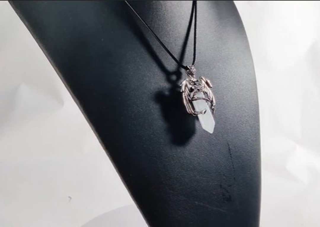 Dragon Wrapped Crystal Necklace, Hexagonal Stone, Pendant Jewelry ...