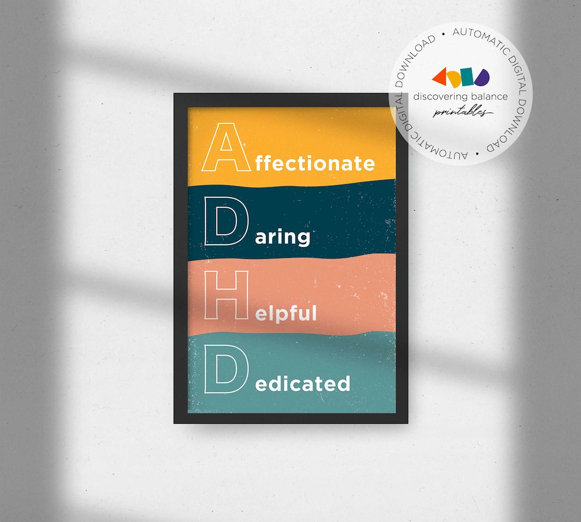 ADHD Digital Poster, Let's Redefine ADHD, Calming Colours Poster, Print ...