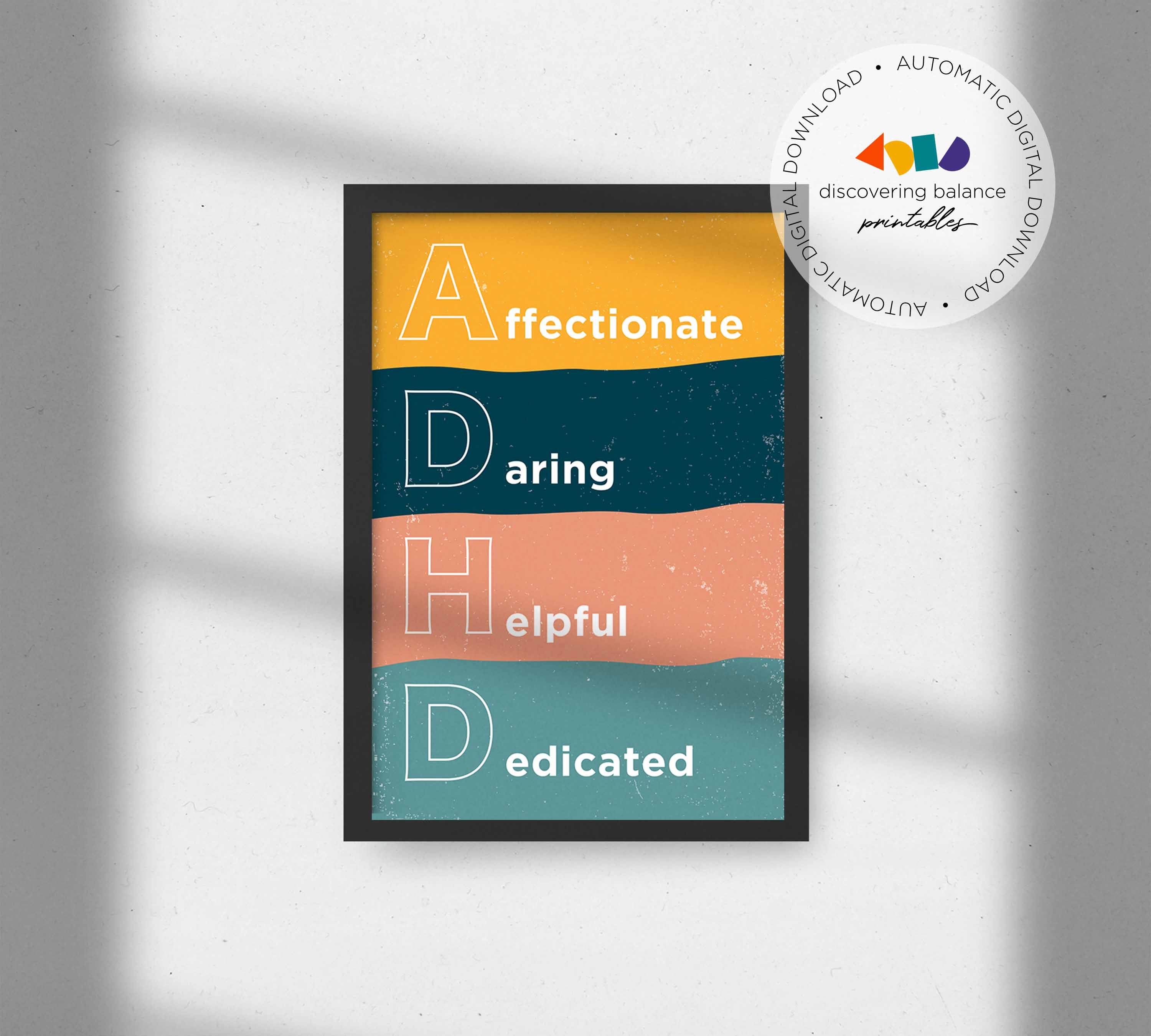 ADHD Digital Poster, Let's Redefine ADHD, Calming Colours Poster, Print ...