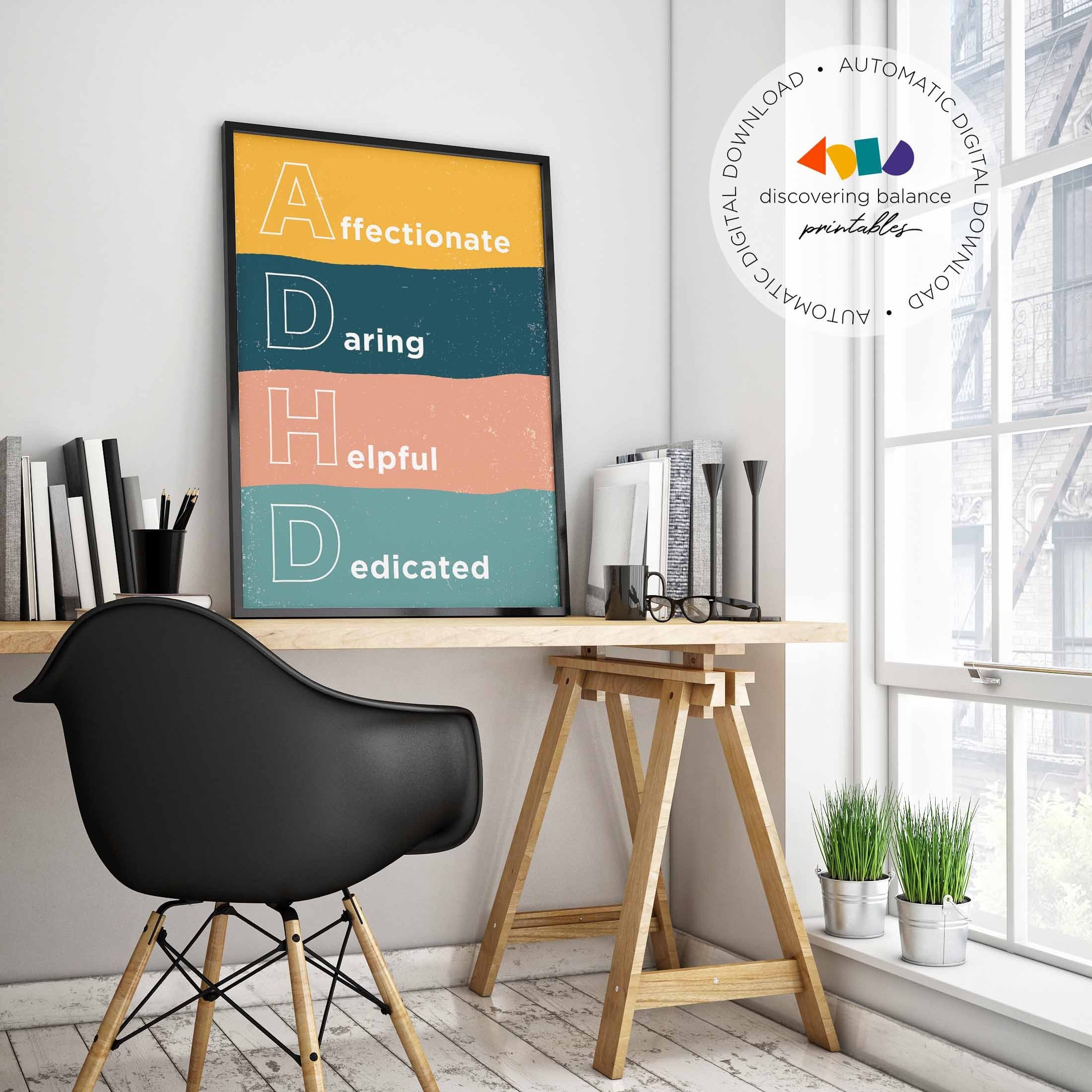 ADHD Digital Poster, Let's Redefine ADHD, Calming Colours Poster, Print ...