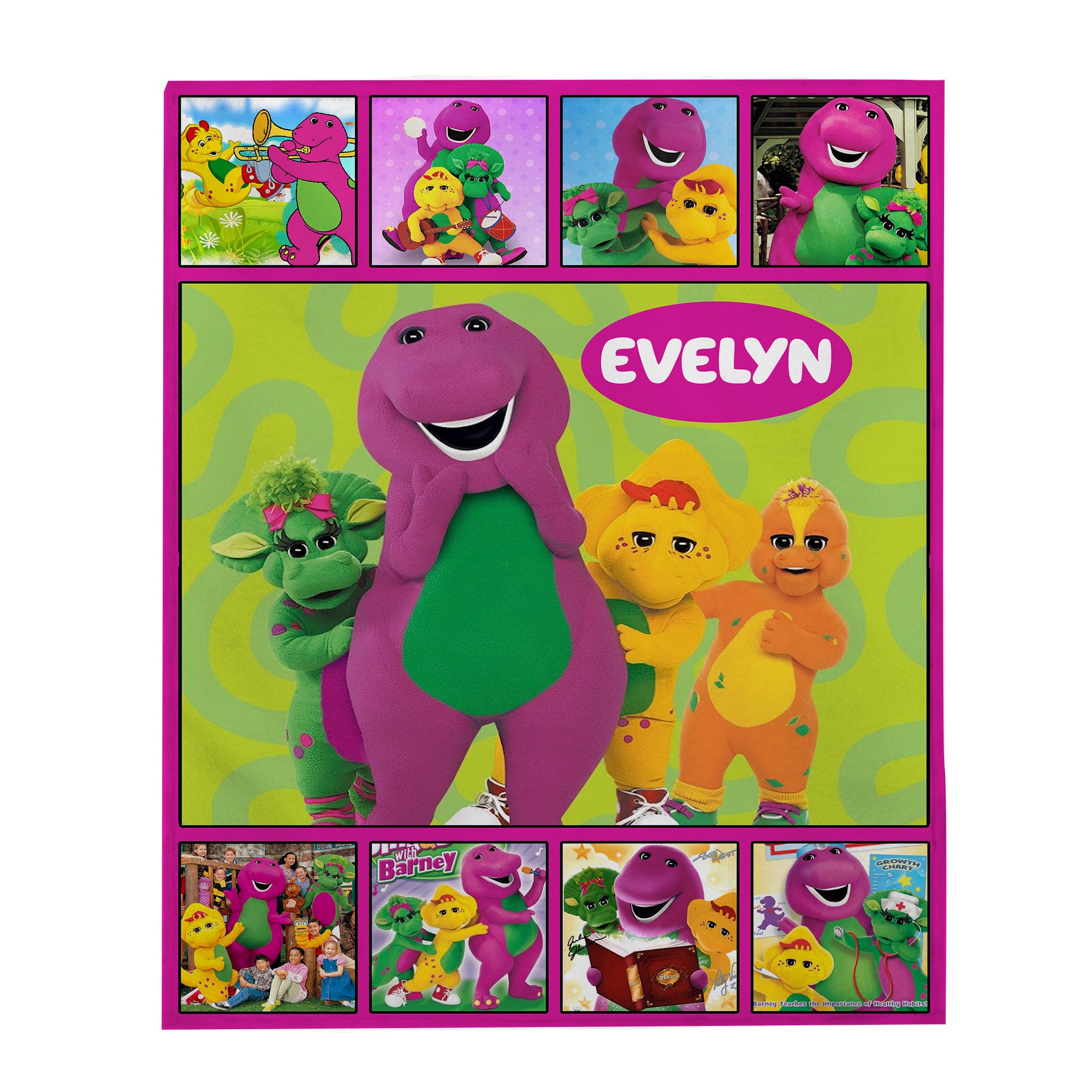 Custom Barney and Friends Quilt Blanket, Barney the Dinosaur Customized ...