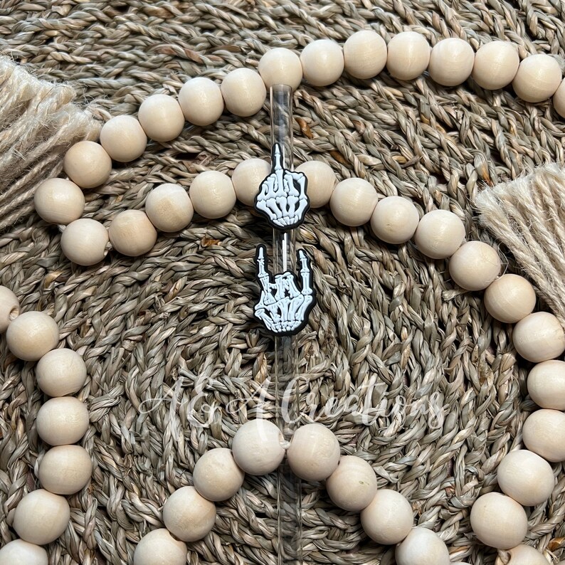 Straw Charm/topper Skeleton Straw Topper Skeleton Hand Eff - Etsy