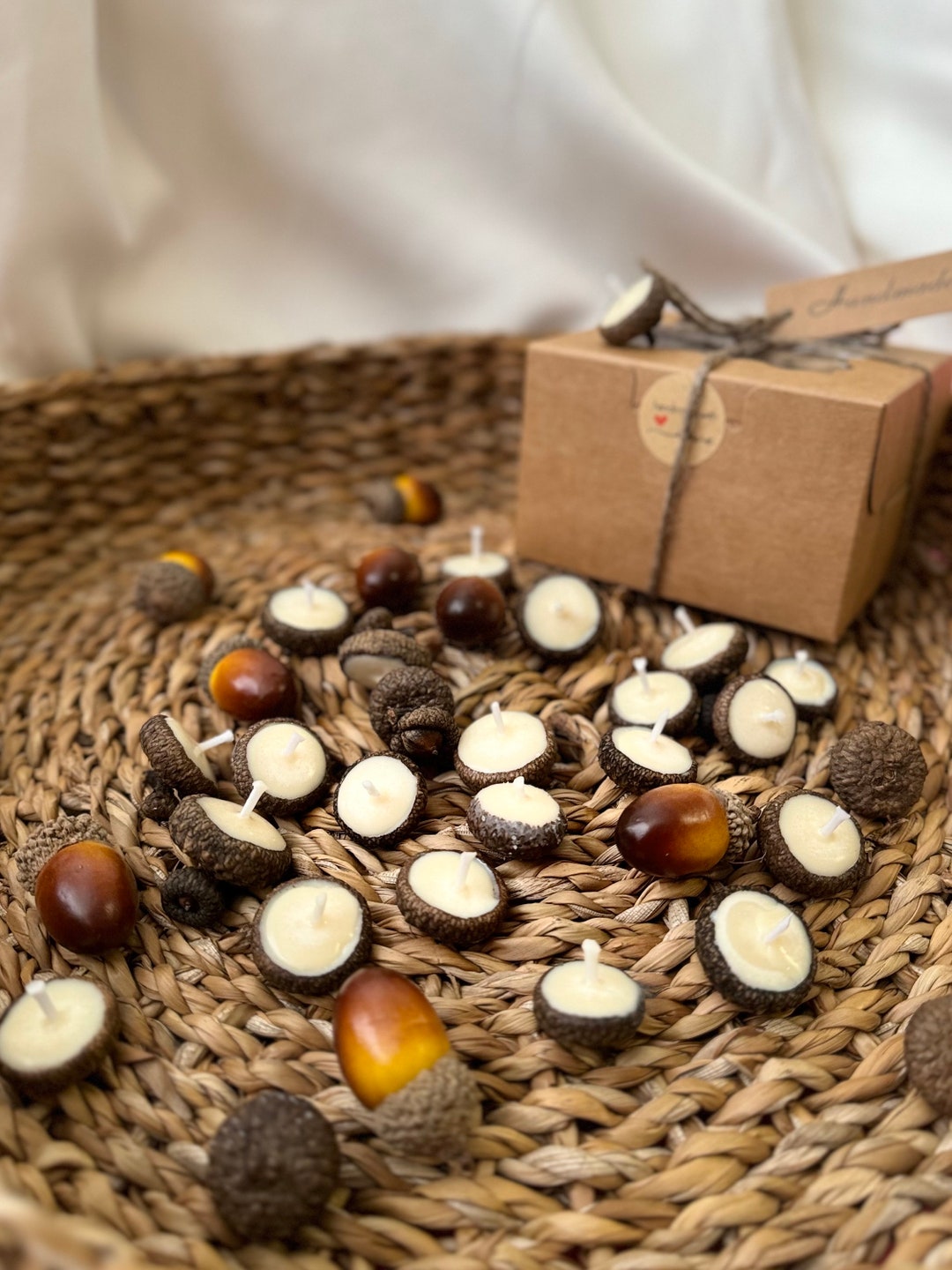 Acorn Cap Candles, Soy Wax Floating Candles, Oak Acorn Gift for Nature ...