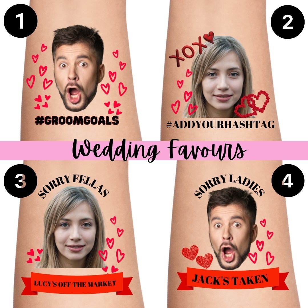 Custom Personalized Bachelorette Party Favor Photo Temporary Tattoos ...