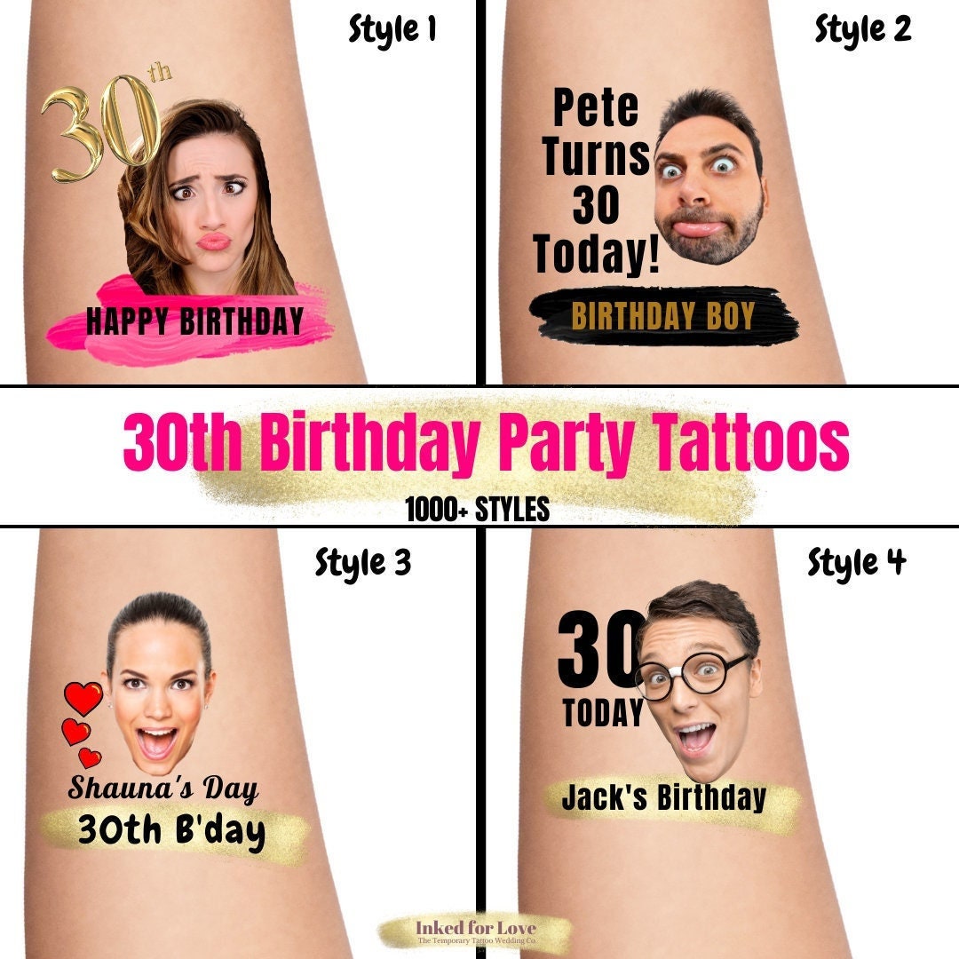 30th Birthday Tattoos, Custom Temporary Tattoos, Custom Tattoos, Custom ...