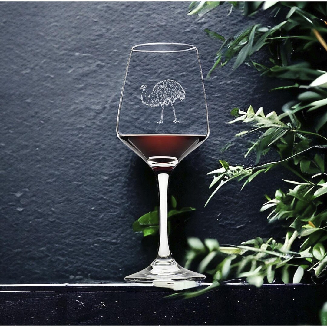 Emu Wine Glasses X4 Premium 12 Oz Personalize Animal Wild Farm Gift NEW ...