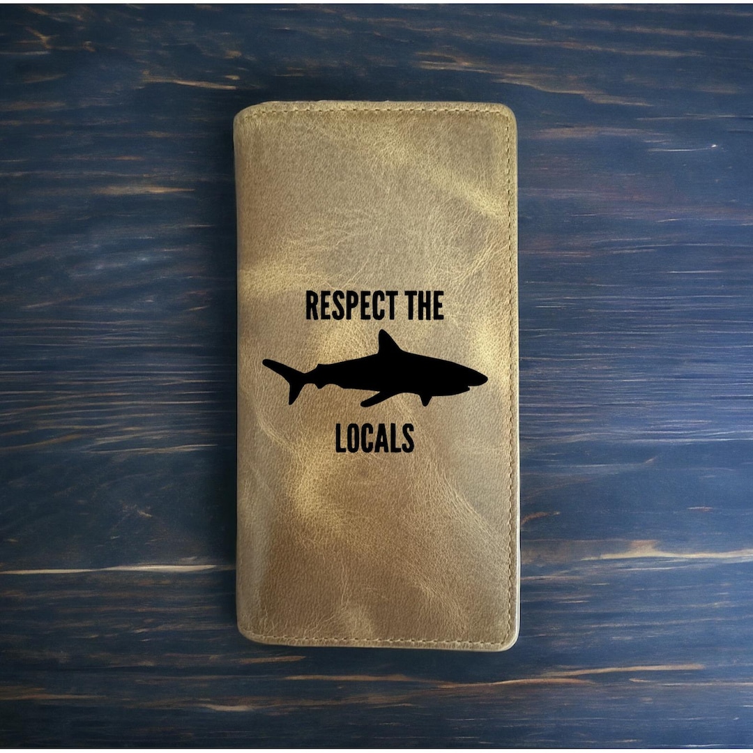 Respect Locals Buffalo Leather Wallet: Shark Graphic, RFID Blocking - Etsy