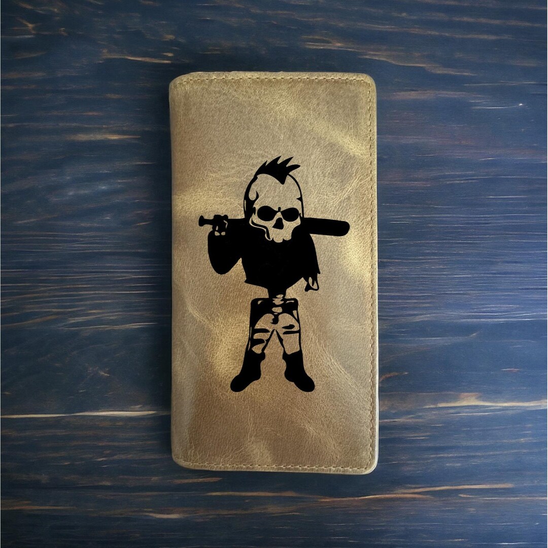 Buffalo Leather Bifold Wallet: Skeleton Mohawk Cowboy Skull - Etsy