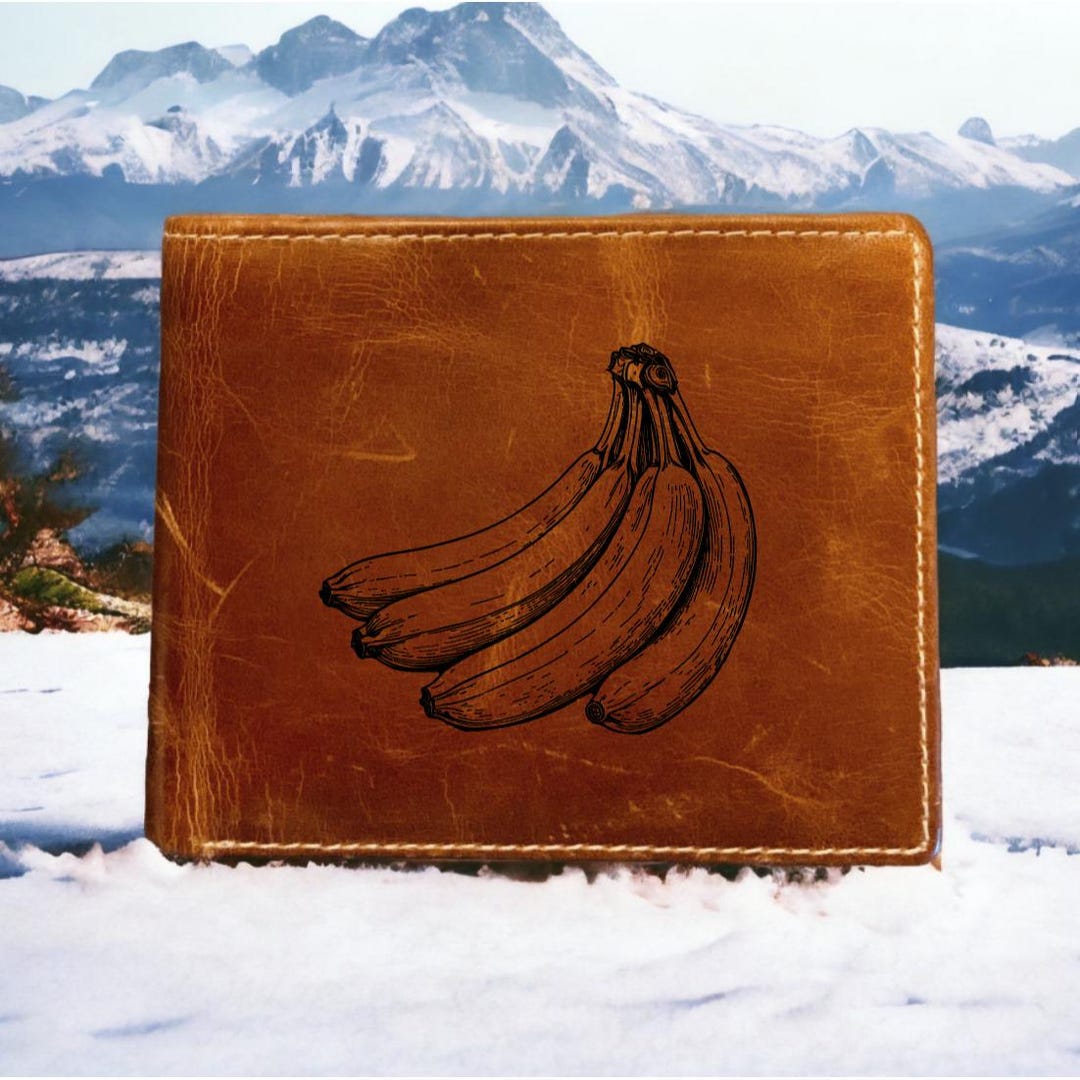 Bananas Leather Wallet Bifold Premium Quality Buffalo Fruit Food Gift ...