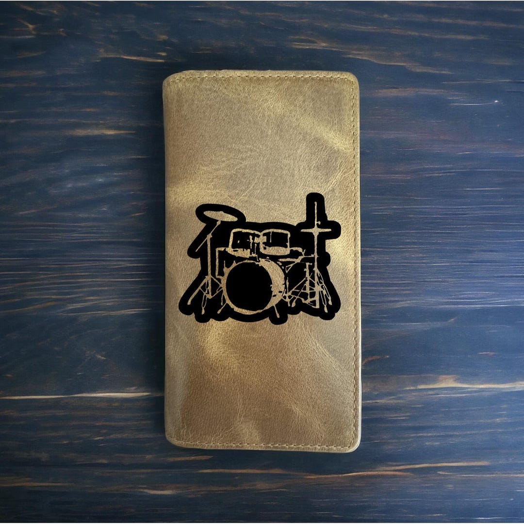 Drum Set Rodeo Wallet Cowboy Western Buffalo Leather Premium Music Band ...
