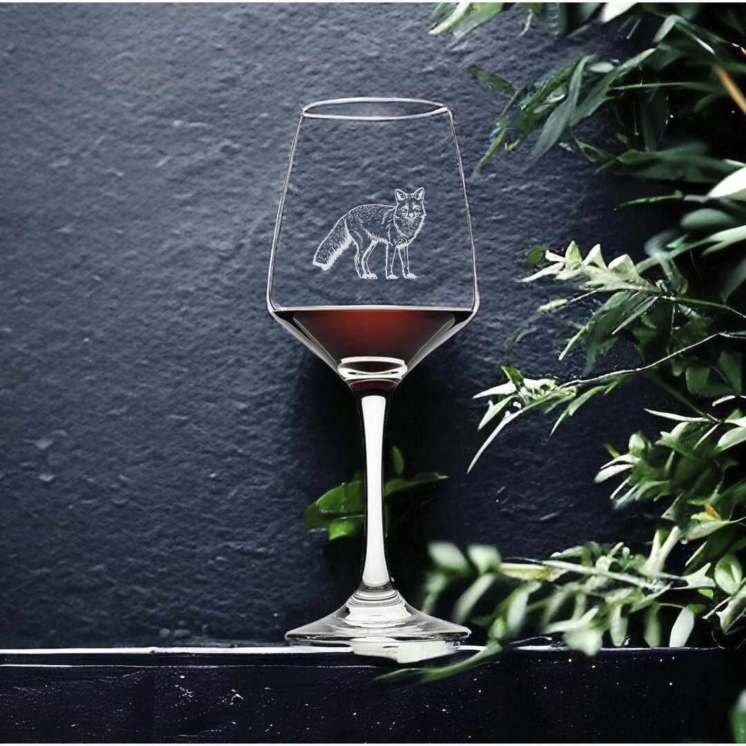Fox Wine Glasses X4 Premium 12 Oz Personalize Animal Wild Nature Gift ...