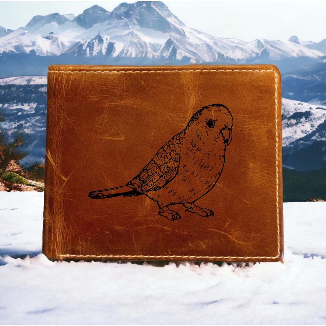 Parakeet Buffalo Leather Bifold Wallet: Bird Animal Gift - Etsy
