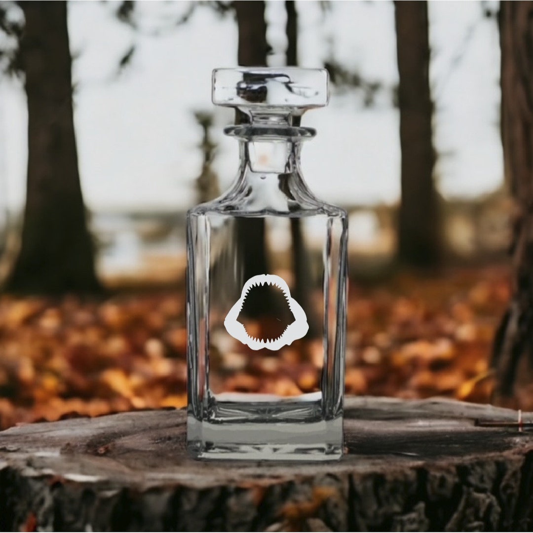 Shark Jaws Whiskey Decanter: Personalized Bourbon Glass, 26 Oz - Etsy
