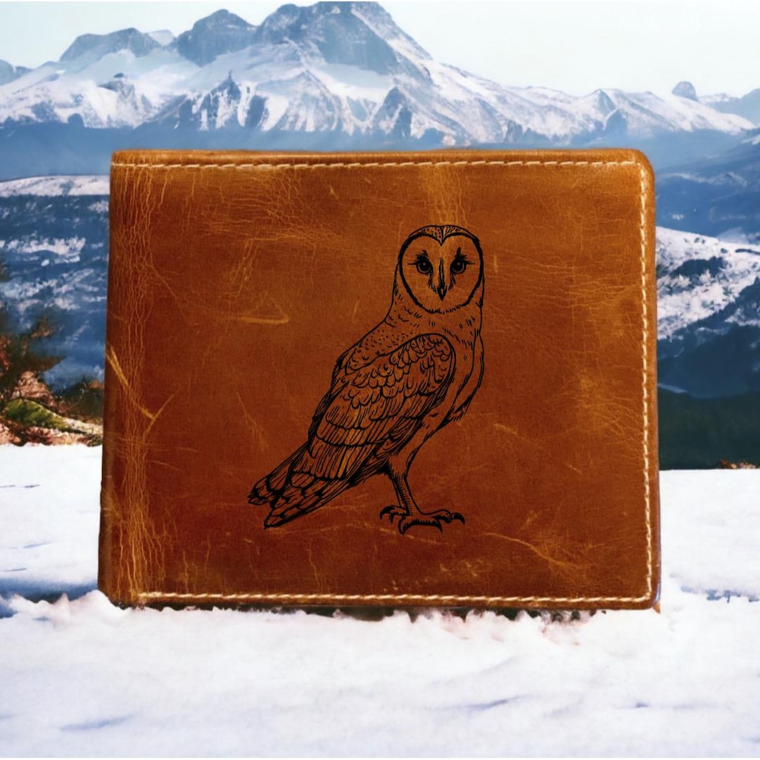 Barn Owl Leather Wallet Bifold Premium Quality Buffalo Animal Wild Gift ...