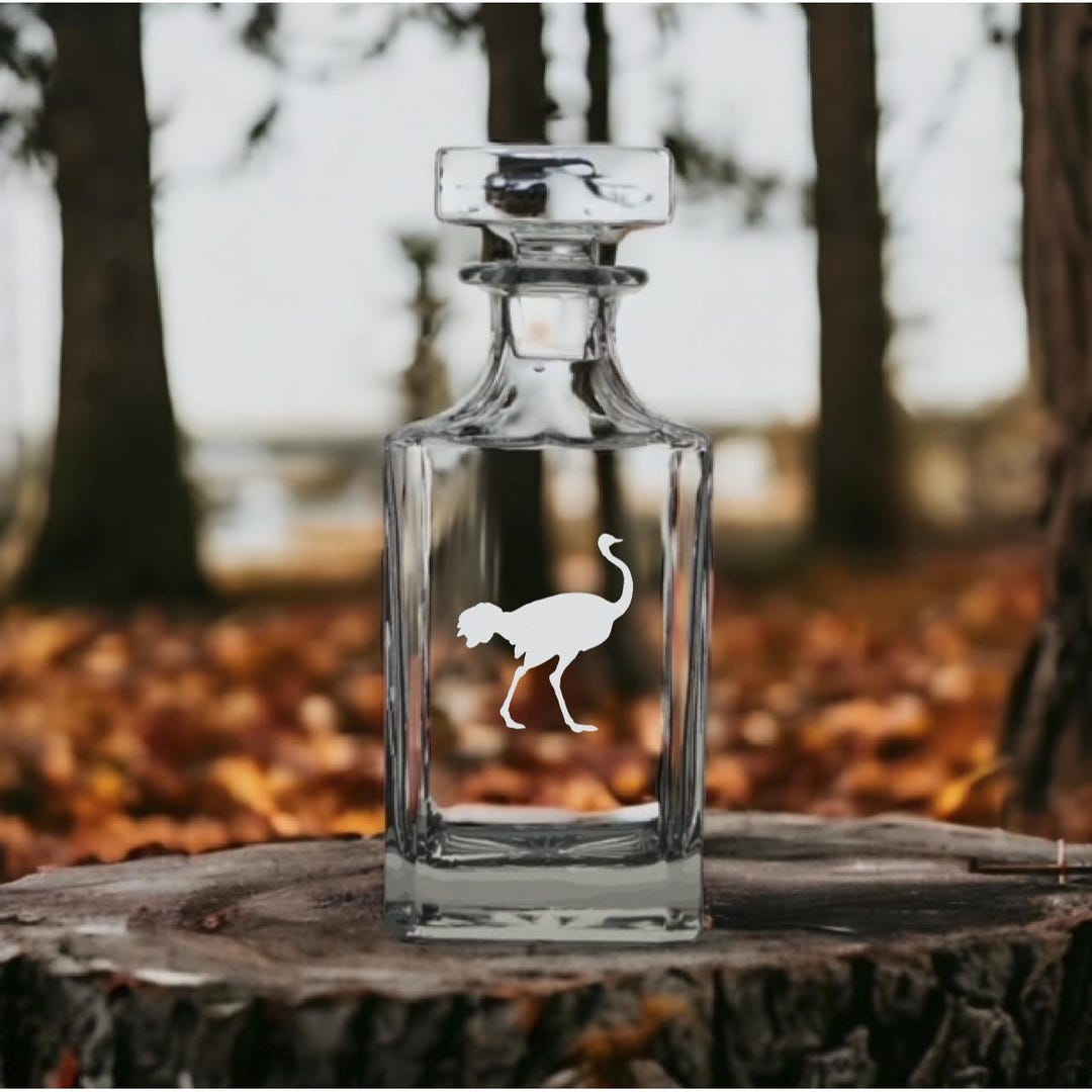Ostrich Decanter 26 Oz Bourbon Whiskey Premium Glass Personalize Animal ...