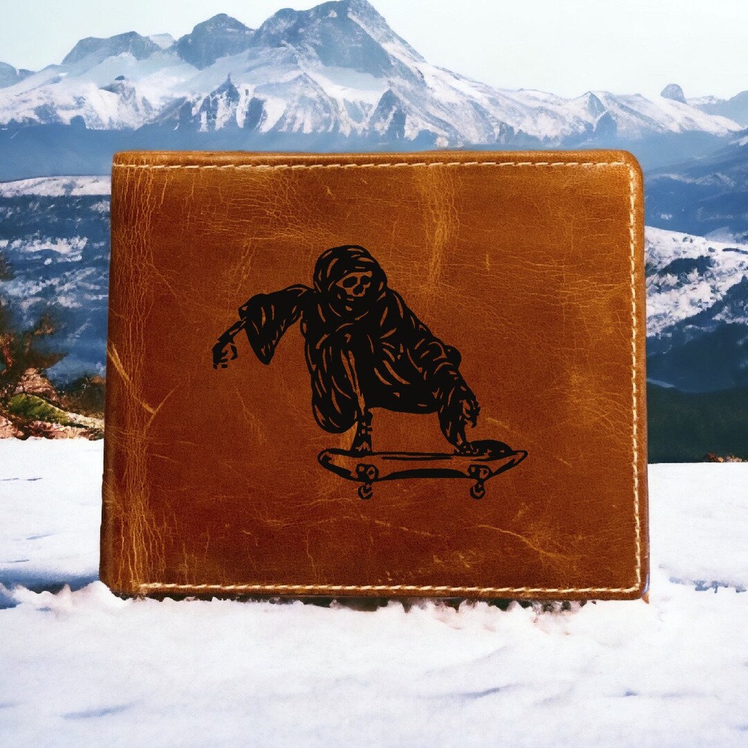 Grim Reaper Skater Leather Wallet Bifold Premium Quality Buffalo ...