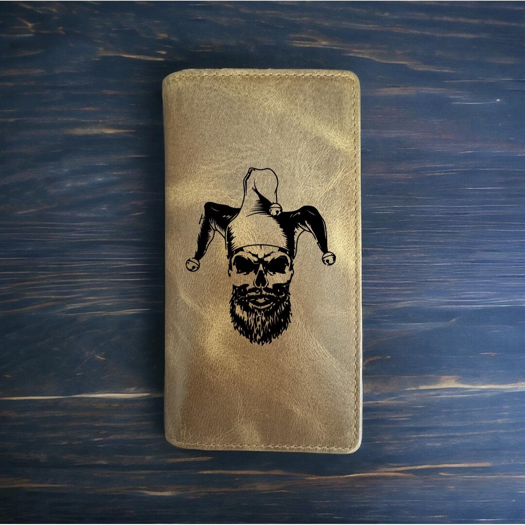 Skull Jester Buffalo Leather Wallet: Western Cowboy Bifold - Etsy