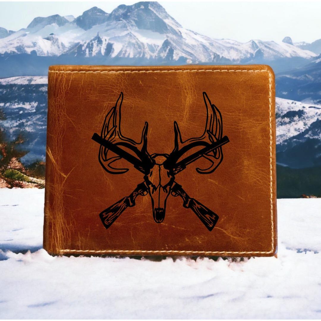 Deer Skull Leather Wallet Bifold Premium Quality Buffalo Hunting ...