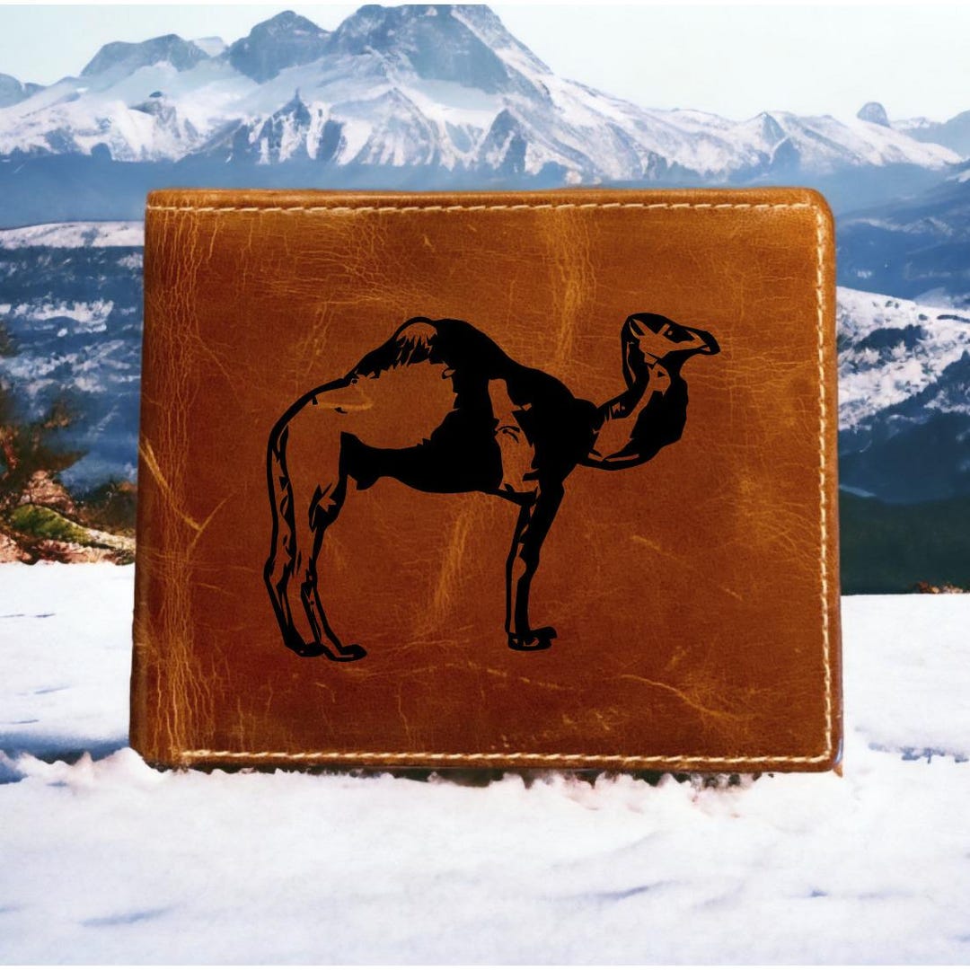 Camel Leather Wallet Bifold Premium Quality Buffalo Animal Desert ...
