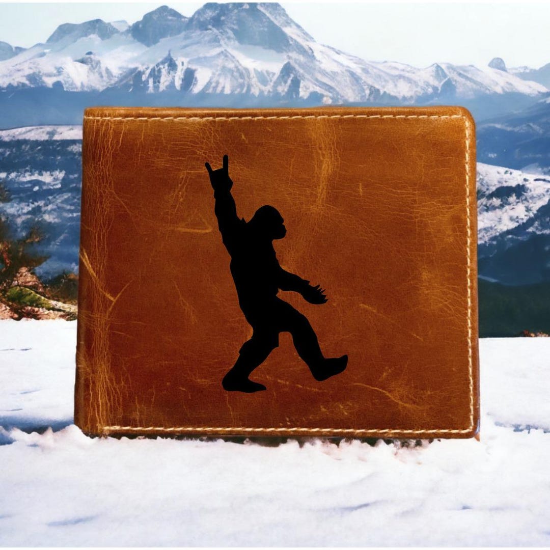 Bigfoot Buffalo Leather Bifold Wallet: Outdoor Rock Music Design - Etsy