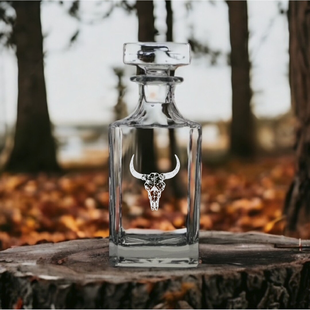 Bull Skull Decanter 26 Oz Bourbon Whiskey Premium Glass Personalize ...