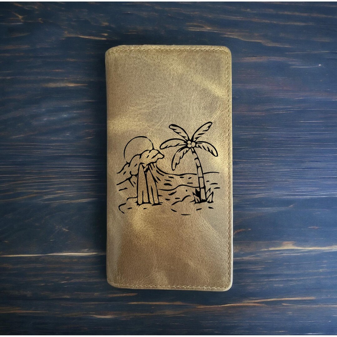Buffalo Leather Bifold Wallet: Beach Rodeo Design, RFID Blocking - Etsy
