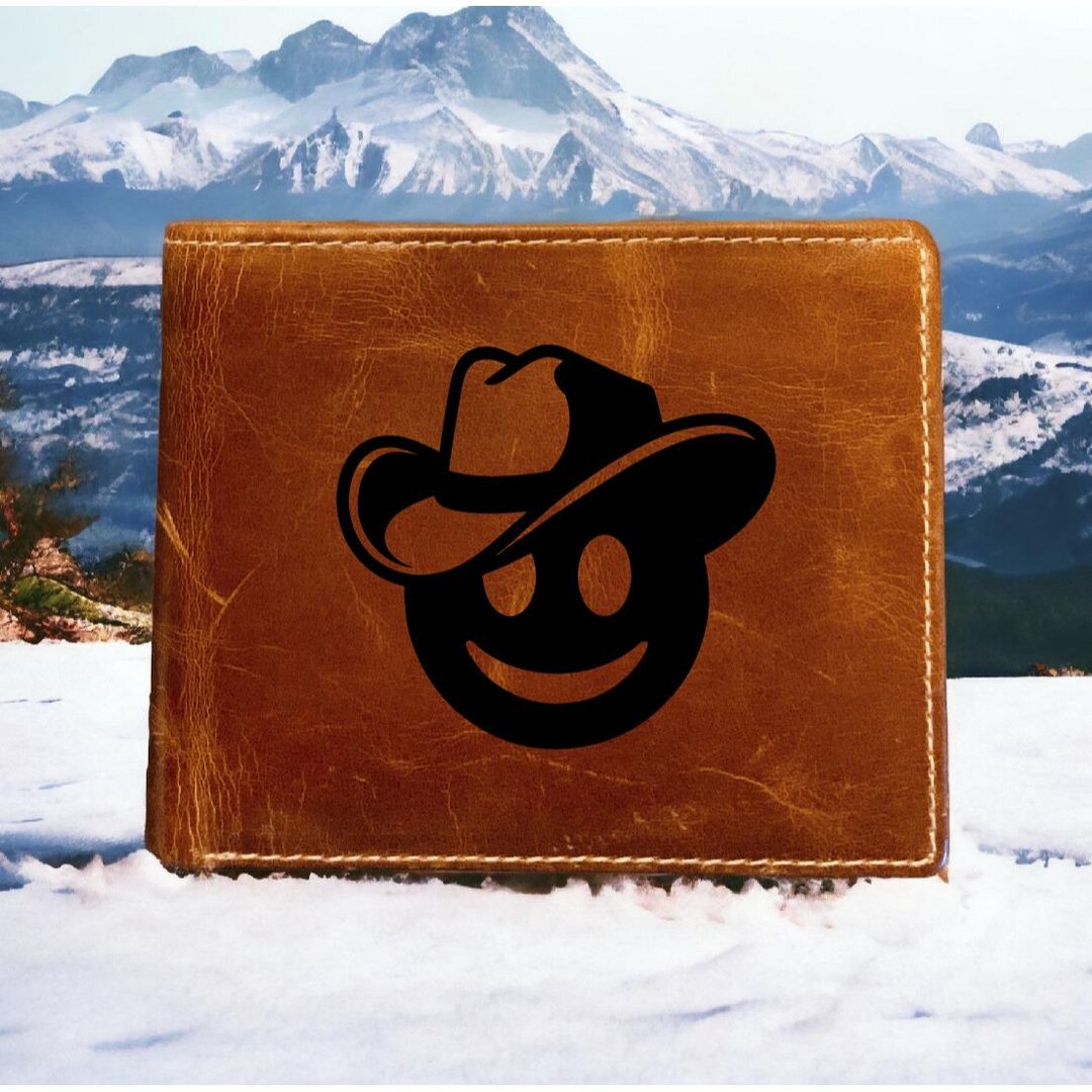 Cowboy Emoticon Leather Wallet Bifold Premium Quality Buffalo Western ...