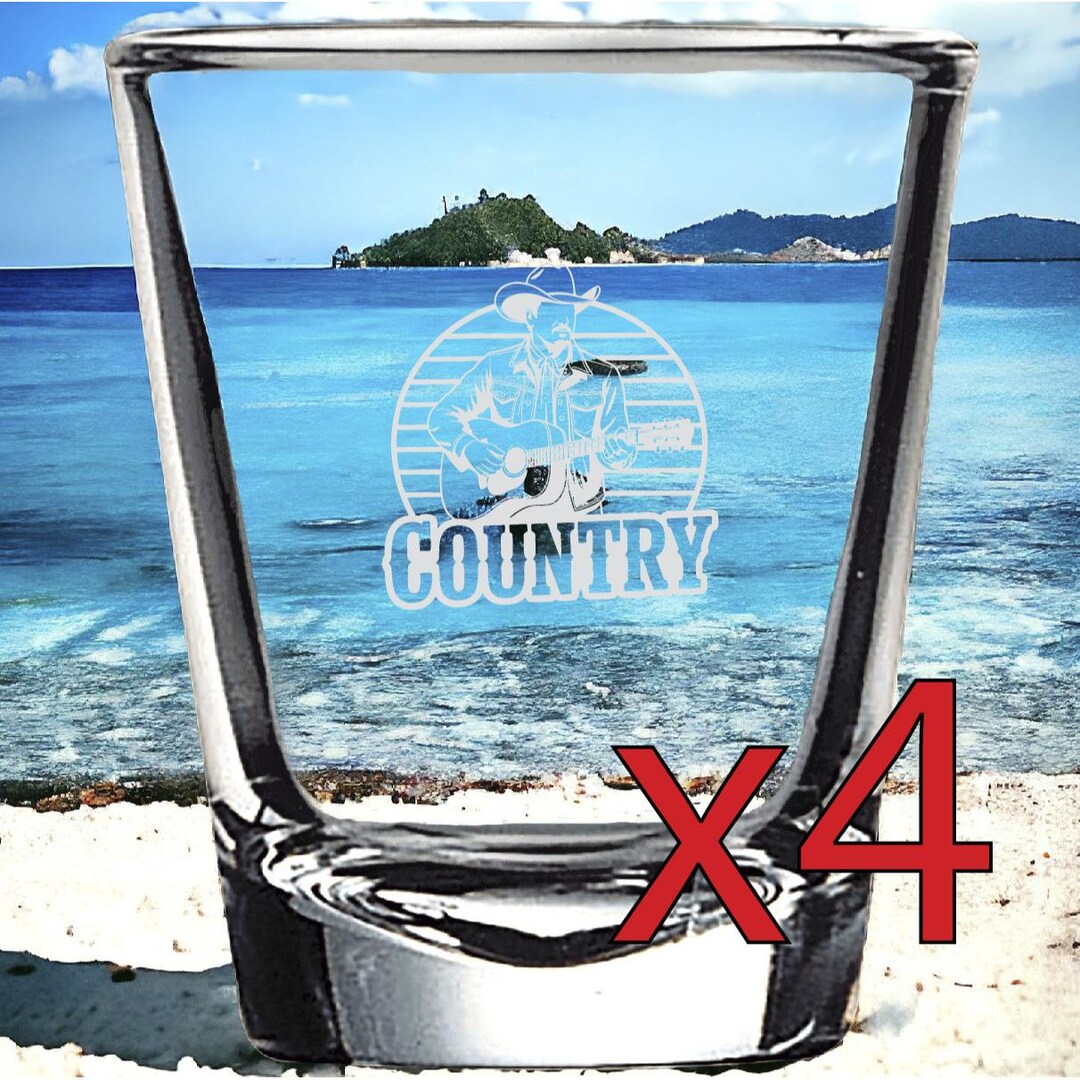 Country Music X4 Shot Glasses Spirit Liquor Party 2 Oz Premium ...