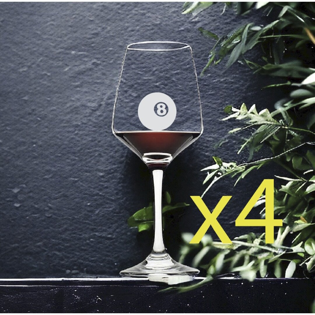 8 Ball Wine Glasses X4 Premium 12 Oz Personalize Billiards Pool Bar ...